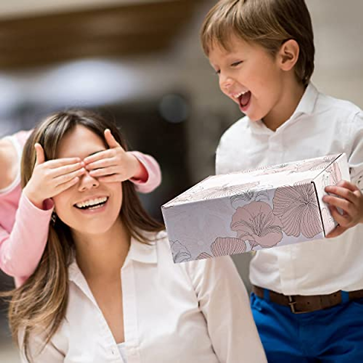 EYMPEU 12x9x4 Floral Gift Wrapping Boxes 20 Pack, Gifts Shipping Boxes Bulk for Women, Flower Corrugated Cardboard Gift Mailer for Present, Wife, Girlfriend, Mom Birthday, Wedding, Party Favor,