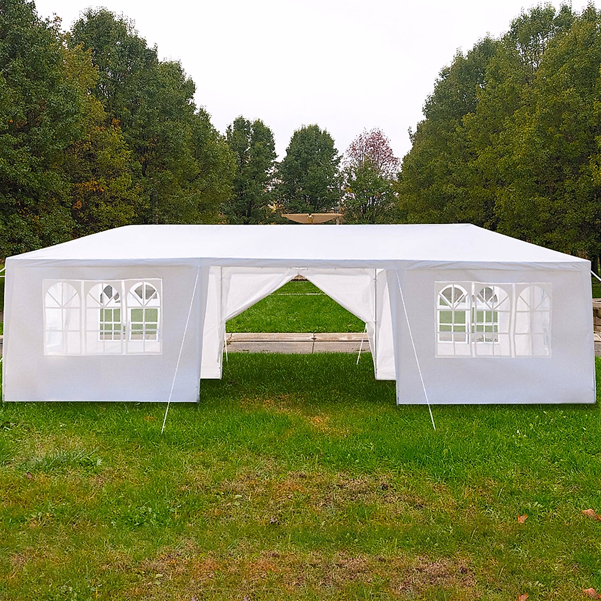 10x30 Feet Heavy Duty Canopy Tent - 8 Sides 2 Doors Waterproof Gazebos, Instant Shelter Beach Canopy for Wedding Camping Birthday Party (White)