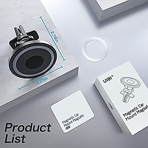 UIBI Magsafe Car Mount, Magnetic Car Phone Holder [20 Strong Magnets] with Clip 360° Rotation Air Vent Cell Phone Mount Fit for Magsafe iPhone 14 13 12 Pro Max Mini MagSafe Case