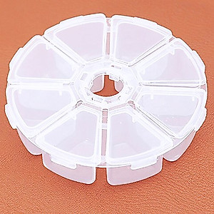 8 Grids Plastic Clear Round Storage Case Box Organizer Container Jewelry Box Sewing Box Pill Organizer Pill Box Case Diamond Storage Box Beads Organizer Case for Jewelry Beads Guitar Picks Clear