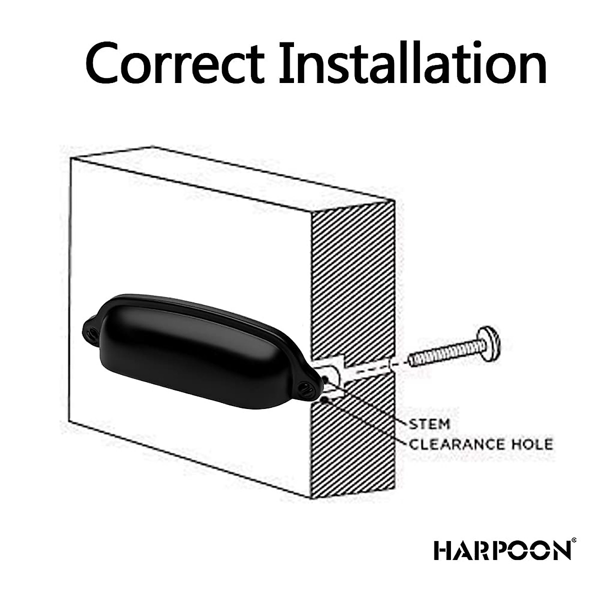 HARPOON 10 Pack Bin Cup Handle Pulls,Vintage Drawer Pulls,Cabinet Hardware,Shell Handle,3.78 Inch Black