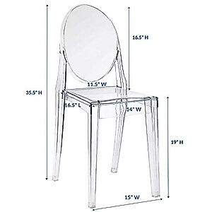 Modway Casper Modern Acrylic Stacking Kitchen and Dining Room Chair in Clear - Fully Assembled