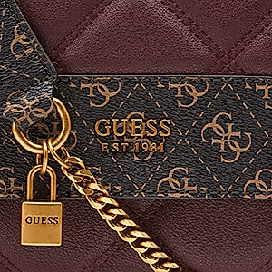 GUESS womens Katey Flap Shoulder Bag, Burgundy Multi, One size US