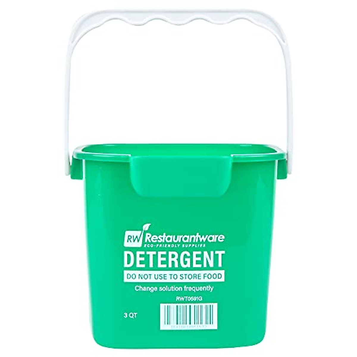Restaurantware RW Clean 3 Quart Cleaning Bucket 1 Detergent Square Bucket - with Measurements Built-in Spout and Handle Green Plastic Utility Bucket for Home Or Commercial Use (Pack of 2)