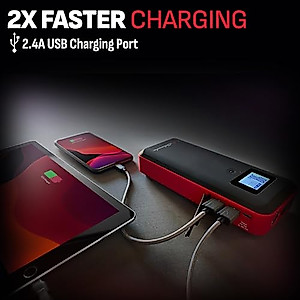 Schumacher Electric Lithium Jump Starter and Portable Power Pack, SL1639, 1000 Amps, 12 Volt, 2.4 Amp USB Port, for Motorcycle, Car, Truck, and Boat Batteries, Digital Display