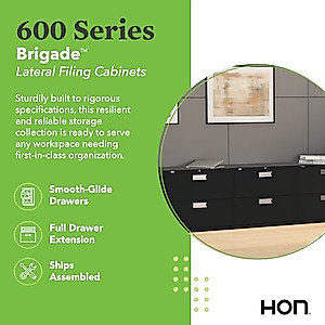 HON Brigade Lateral Legal or Letter File Cabinet, 2 Drawers, Black