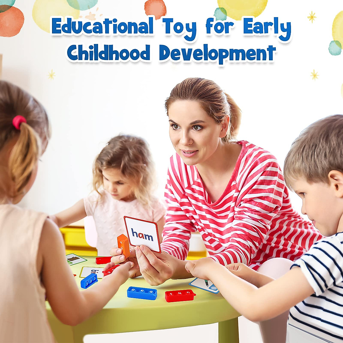 Aizweb CVC Word Game,Phonics Games Flash Cards for Preschool Kindergarten Classroom Supplies,Special Education Reading Manipulative Spelling Toy for Learning Activity Teacher School