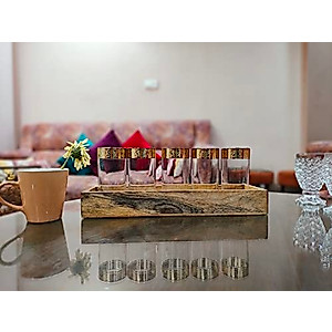 Handcrafted Rectangular Long Coffee Table Tray Wooden Serving Platter Trays Centerpiece for Housewarming Brown15 x 4 x 2 inches