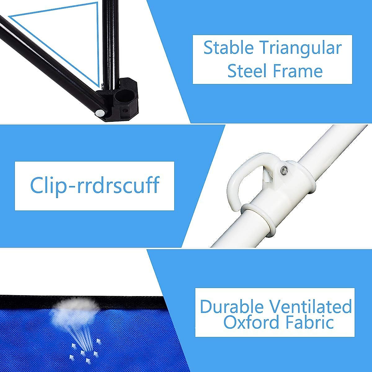 ARLIME Double Folding Beach Chairs, Outdoor Picnic Portable Loveseat Chairs with Removable Umbrella & Mini Table Carrying Bag, Camping Chair for Patio, Pool, Park (Blue)