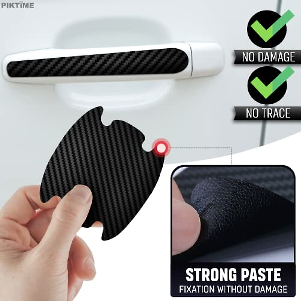 8Pcs Car Door Handle Protector - Car Stickers Door Handle Cover Carbon Fiber Vinyl Wrap Black Sticker - Car Door Handle Sticker Pack Paint Protection Film for Cars - Car Door Handle Scratch Protector