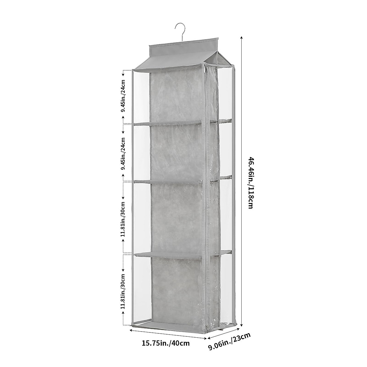 Remittur 8 Grids in 1 Pack Hanging Purse Handbag Organizer with Double Zippers, Visible Purse Organizer for Closet, Fully Enclosed Purse Storage Holder, Hanging Closet Organizer for Purses, Bags