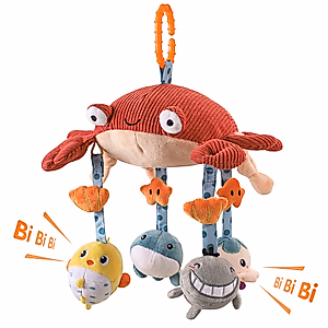 TUMAMA Baby Toys for 0 3 6 9 to 12 Months, Activity Plush Animal Stroller and Hanging Toy for Baby Car Seat Crib Travel, Sensory Learning Toy