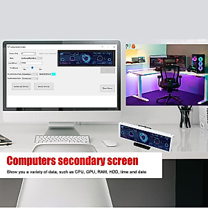 GOWENIC 8.8 Inch USB Mini Screen, AIDA64 PC CPU Data Monitor, Computer Temperature Display Micro USB Sub Screen Theme Editor Auto Off, for RasPi, for Linux