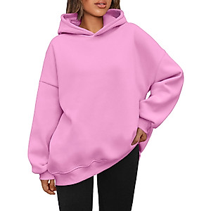 AUTOMET Womens Oversized Hoodies Fleece Sweatshirts Hooded Pullover 2024 Fashion Fall Clothes Trendy Outfits Winter Sweater Pink