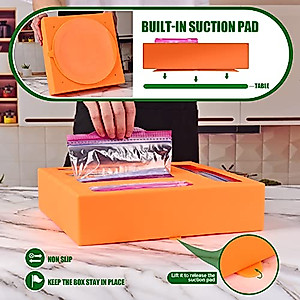Silicone Ziplock Bag Organizer for Kitchen Drawer Pantry Organization, Compatible with Ziploc, Solimo, Hefty, Glad All Brands Plastic Food Storage Bags, Fits Gallon, Quart, Sandwich, Slider Quart, Snack Baggie, 5 Slots, Orange