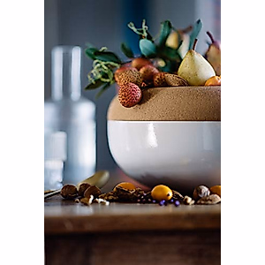 Emile Henry Made in France Large Fruit & Vegetable Storage Pantry Bowl, 14.1 inch diameter, Crème, 9.5liters