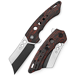 TRIVISA Folding EDC Knife for Men with Clip,Pocket Folded Knives for Outdoor Camping Hiking,3.7" PVD Coating Stonewash &Handle Satin 154CM Flipper Blade,Mensae-03RB