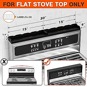 DALSHABET Bamboo Stove Top Magnetic Shelf Rack, Kitchen Organizer Spice Rack Over The Stovetop Shelf with Labels- Black (15"×2 Pieces Up to 30" Length)