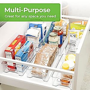 Greenco Fridge Bins, Set of 6 | Stackable Clear Refrigerator Organizer Bins w/ Durable Handles | Pantry Storage Bins | Kitchen and Refrigerator Organization | Organizing Bins, BPA Free, Shatter Proof