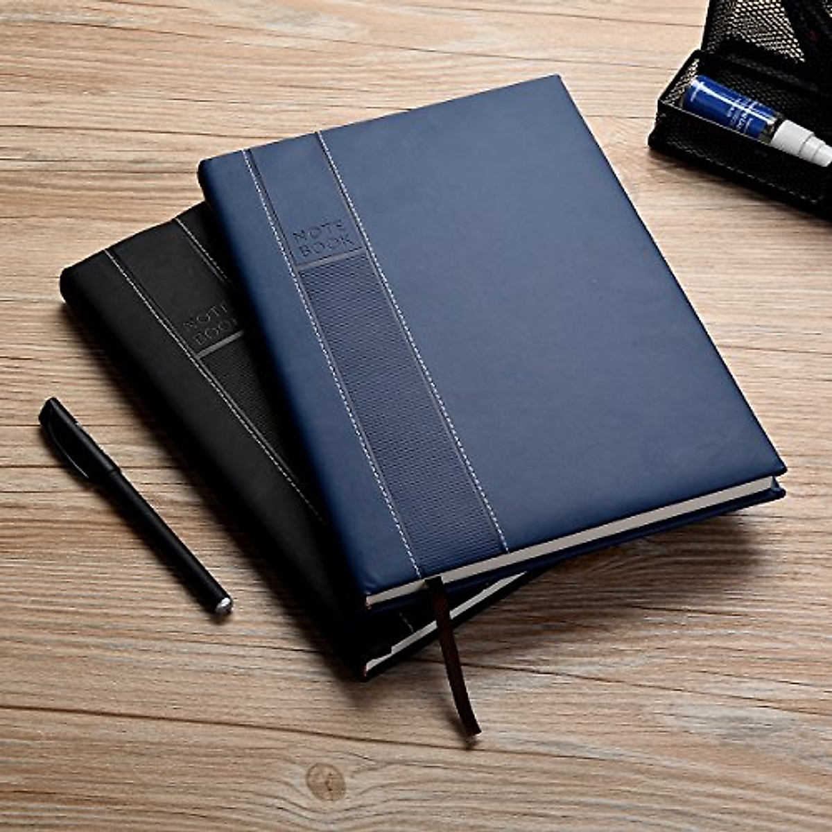 OZCHIN Large Notebooks and Journals Classic Hardcover Notebook 8 x 11 inch 128 Sheets (256 pages) Leather Notebook Journals to Write in for Women Men (Blue)