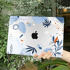 Yebiseven Case for MacBook Air 13 inch 2021 2020 2019 2018 Model A2337 M1/A2179/A1932, Laptop Hard Shell Case with Keyboard Cover & Screen Film & OTG Adapters & 2 Webcam Covers, Geometric Floral