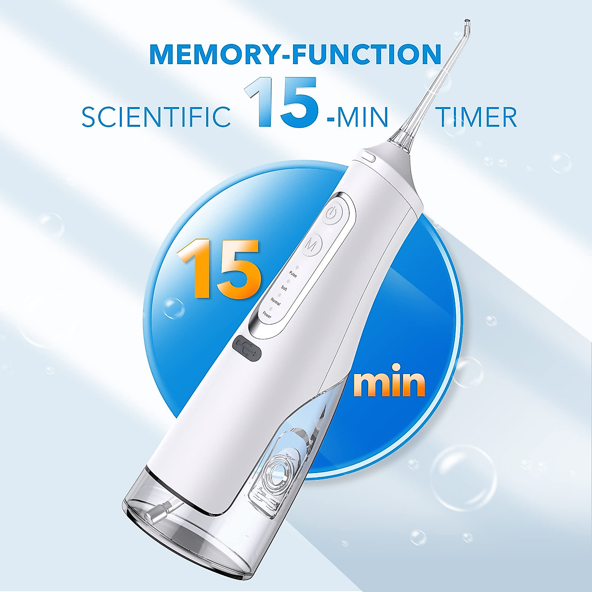 BEBEN Water Electric Flosser Picks for Teeth Cleaning, 4 Modes Water Flossers Cordless for Teeth, IPX7 Portable and Rechargeable Dental Floss and picks, 310ml Dental Oral Irrigator for Home and Travel