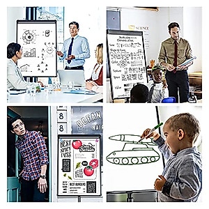 Mobile Whiteboard, Magnetic Dry Erase Board with Stand 40x28 inch, Height Adjustable Flipchart Easel Movable Rolling Stand White Board on Wheels with Dry Erase Markers, Magnets, Eraser (Black)