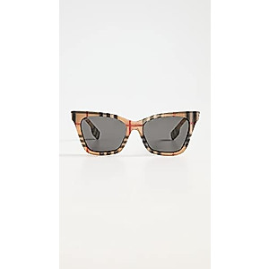 BURBERRY ELSA BE 4346 394487 Vintage Check Plastic Square Sunglasses Grey Lens