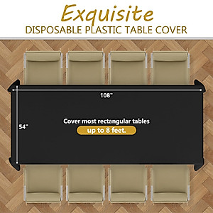 XSEINO 8 Pack 54" x 108" Premium Black Plastic Table Cloth,Disposable Rectangle Tablecloths Waterproof Table Cover for Birthday Wedding Anniversary Graduation Party Decorations Supplies