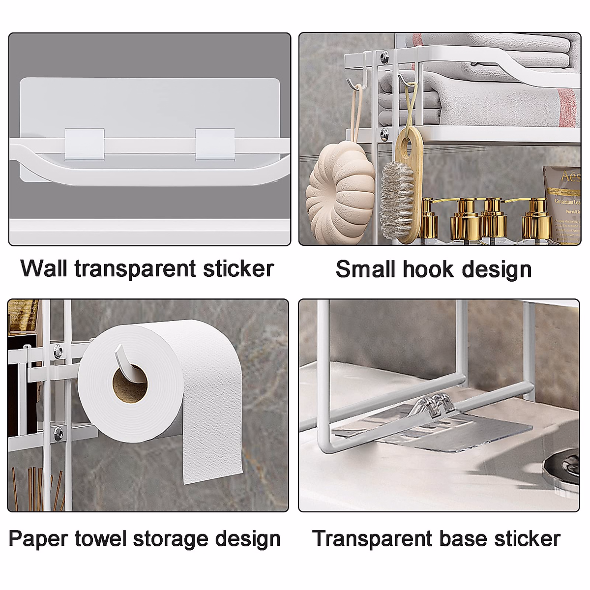 Ronanemon Over The Toilet Storage,Bathroom Organizer, Toilet Shelf with Toilet Paper Holder,Bathroom Shelf Over Toilet,3 Tier Toilet Storage Rack(White)