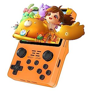 SERYUB RGB20S Handheld Game Console 3.5 inch HD Screen, Retro Consoles Classic Emulator Gaming Pre-Installed System Plug-in Headphones Preinstalled Hand Held Video Games System 64GB (Yellow)