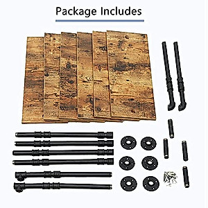 Industrial Pipe Shelving, 6-Tier Pipe Shelves Ladder Shelf, Modern Bookcase Wall Mount Bookshelf with Metal Frame, Book Shelves Wall Decor Wood Shelves for Home, Living Room, Office(23.6x9.8x78.8)