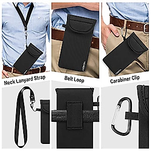 Universal Cell Phone Pouch Neoprene Phone Sleeve with Belt Clip Loop & Neck Lanyard Strap Compatible for iPhone 14 Pro Max Galaxy S23 S22 Ultra S23+ S20 FE A53 A13 A03s A52 A32 Oneplus 11 Pixel 7 Pro