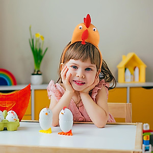 VOSAREA 4pcs Chicken Headband Plush Animal Headbands Rooster Ear Horn Hair Hoop Hen Hair Band Halloween Party Costume Dress-up Party Supplies Random Color