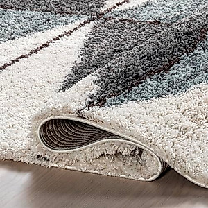 nuLOOM Kali Geometric 5x7 Shag Area Rug for Living Room Bedroom Dining Room Nursery Kitchen, Navy