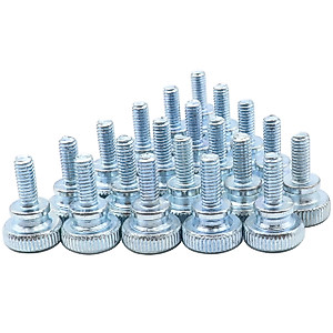 LBY 30pcs Knurled Hand Screw, M4 x 10mm Flat Knurled Head Fully Threaded Thumb Screws(Double Layer Step), Carbon Steel Galvanize