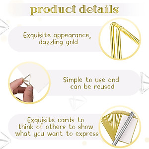 24 Pieces Triangle Shape Table Place Cards Holder Sturdy Place Card Holder with 24 Pieces Beautiful Escort Cards with Foil Border Wedding Name Cards for Table Place Card for Weddings (Gold)