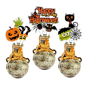 Halloween Party Balloons Banner Supplies Set,include Cupcake Toppers,Selfie Photo Props,Halloween Banner,Bat Wall Stickers,Black Orange Foil Latex Balloons,72Pcs Halloween Theme Party Decorations