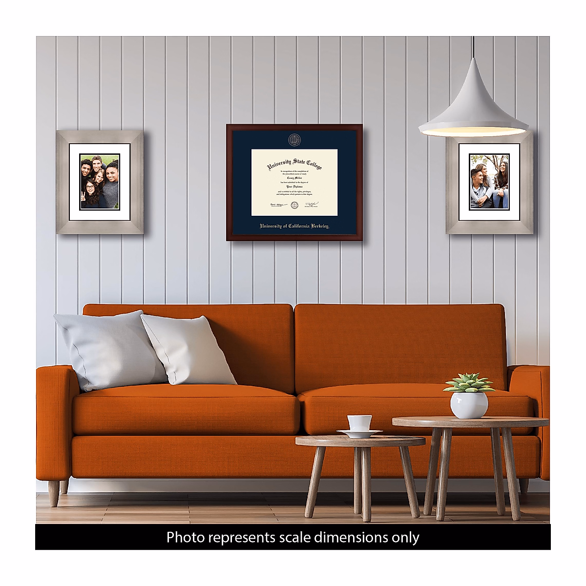 Framerly - University of California Berkeley 11" w x 8.5" h Diploma Frame - Fits a bachelor's, master's and phd - Gold Embossed Diploma Frame - Cherry Moulding with Navy Matting - Officially Licensed