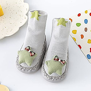 Lykmera Summer Autumn Comfortable Infant Toddler Shoes Bow Star Heart Pattern Children Mesh Floor Walking Socks Shoes (Grey, 0-6 Months)