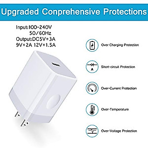 USB C Wall Charger, 20W Fast Charging Block Type C Power Wall Adapter Plug Cube for iPhone 14/13/12 Pro Max/ 11,Airpods Pro,iPad Air 5th/4th Generation,MacBook Air, iPad Pro,Galaxy S23/S22/S21 A14 5G