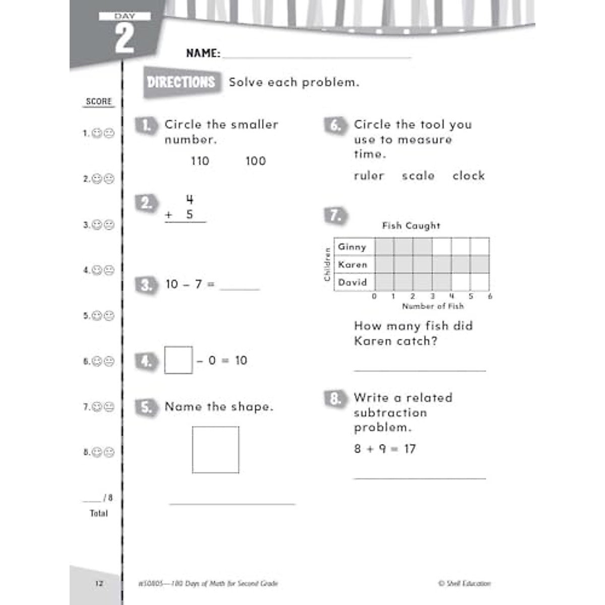 Shell Education 180 Days of Math for Second Grade (180 Days of Practice)