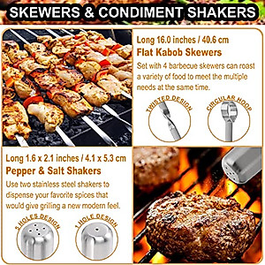 POLIGO 22PCS Grill Utensils Set for Outdoor Grill Set Stainless Steel BBQ Grill Accessories in Case - Premium BBQ Tools Grilling Tools Set Ideal Birthday Father's Day Grilling Gifts for Men Dad Women