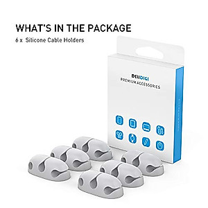 Delidigi 6 Pack Cord Holder Clips for Desk, Strong Adhesive Wire Cable Organizer Keeper for Organizing USB Charging Cable Home Office and Car (Grey)