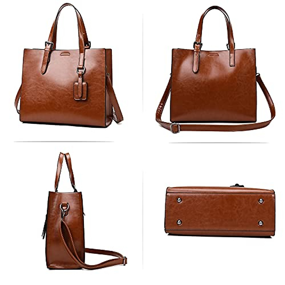 Women Satchel Handbags Purse - Fashion PU Leather Tote for Ladies Vintage Shoulder Bag Top Handle Bags Large Ladies Utility, Black