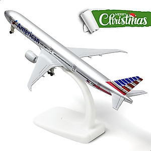 QIYUMOKE Boeing 777 AA Airlines 1/300 Diecast Metal Airplane Model 777 Airplane Model for Adult with Stand (8.3 inches Long) Aviation Enthusiasts Gifts, Desktop Display Decorations