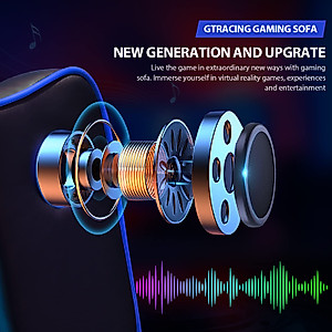 GTRACING Gaming Recliner Chair with Bluetooth Speakers Racing Style Single Gaming Sofa Modern Living Room Recliners Ergonomic Comfortable Massage Home Theater Seating, Blue