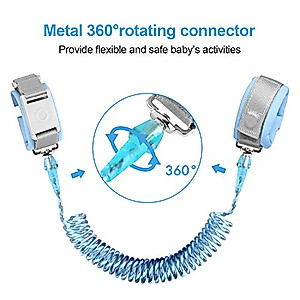 Anti Lost Wrist Link with Magnetic Induction Lock 2 Pack (4.92ft Pink+8.2ft Blue) Toddler Wrist Leash for Kids Child Safety Harness with Reflective Strip (Magnetic Unlock Design)