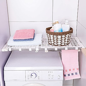 Hershii Tension Shelf Expandable Closet Organizer Adjustable Rod Heavy Duty Hanging Rail Rustproof DIY Storage Rack 4-Bar Extention with Gaskets for Garage Bathroom Kitchen Bedroom Wardrobe