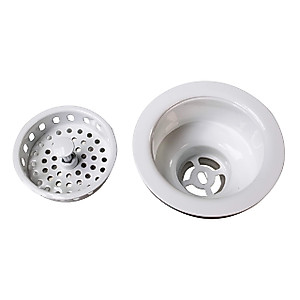 Westbrass A214-50 3-1/2" Post Style Large Kitchen Sink Basket Strainer, 1-Pack, Powder Coat White